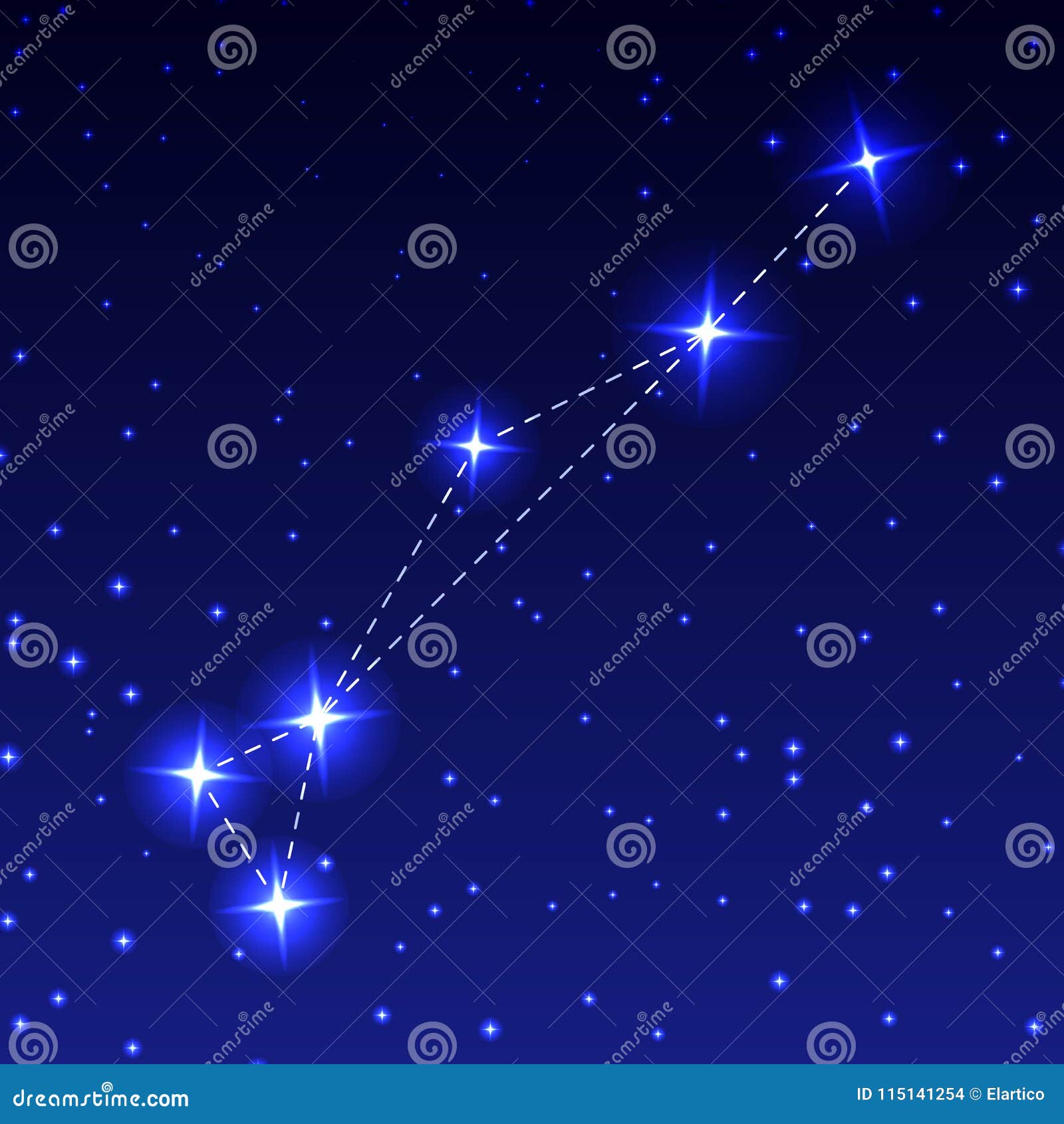 The Constellation of Gold Fish in the Night Starry Sky. Vector ...