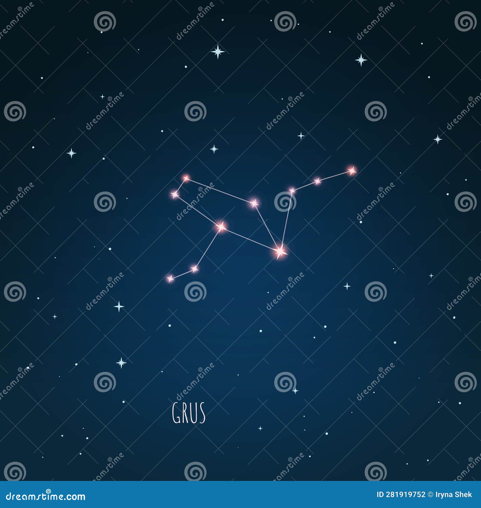 Constellation Grus Scheme in Starry Sky Space Stock Vector ...