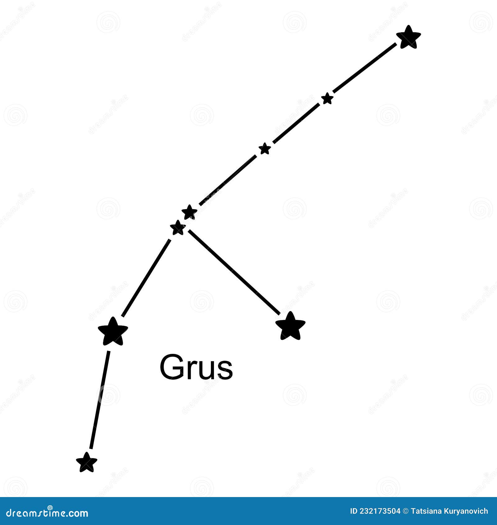 Grus Constellation. Starry Night Sky. Cluster Of Stars And Galaxies ...