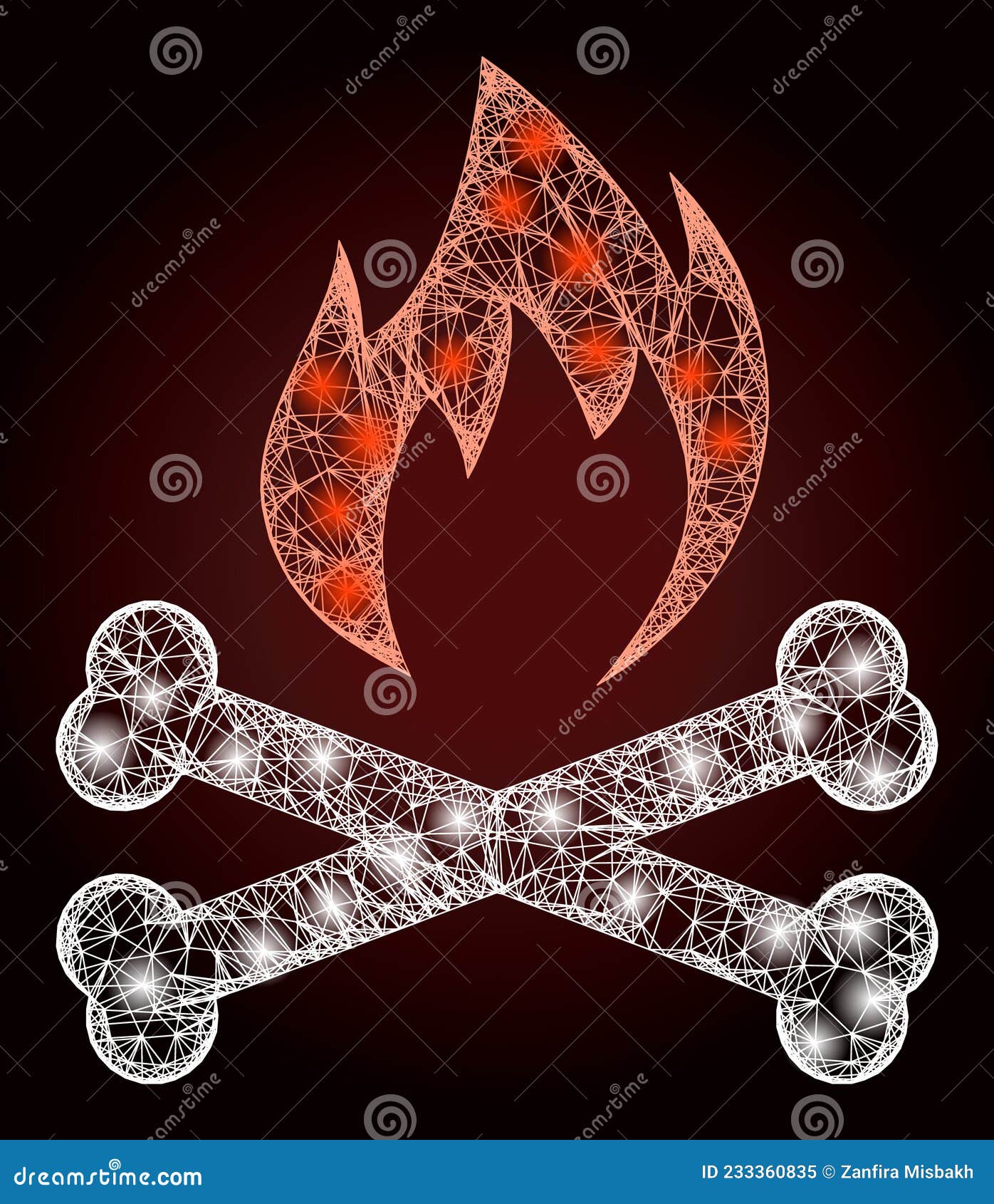 Constellation Hatched Mesh Hell Fire Bones with Light Spots Stock ...