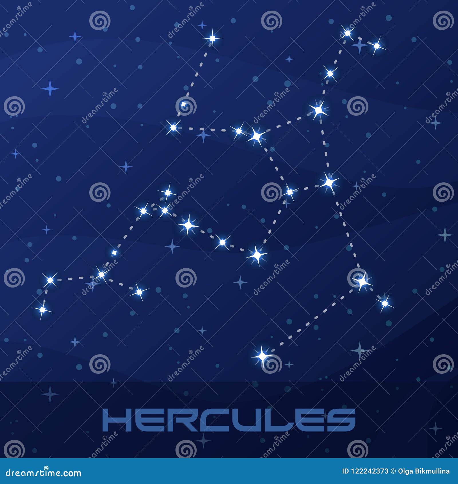 Constellation Hercules, Heracles, Night Star Sky Stock Vector ...