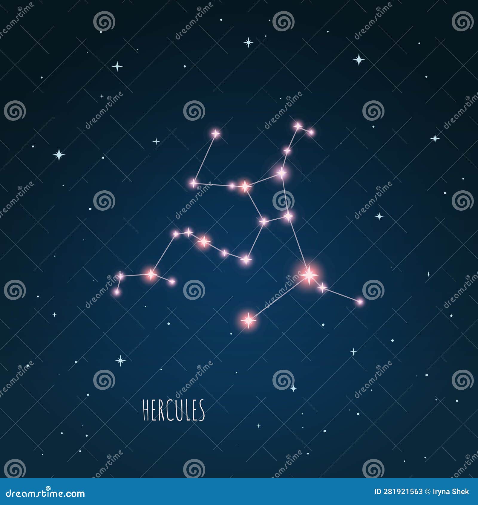 Constellation Hercules, Heracles, Night Star Sky Cartoon Vector ...