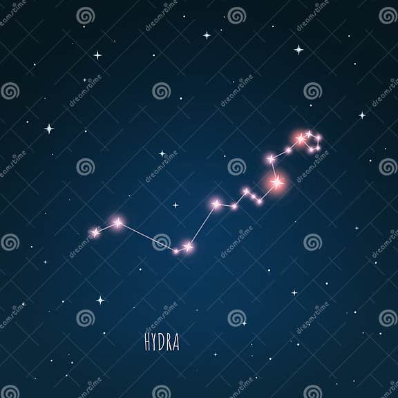 Constellation Hydra Scheme in Starry Sky Space Stock Vector ...