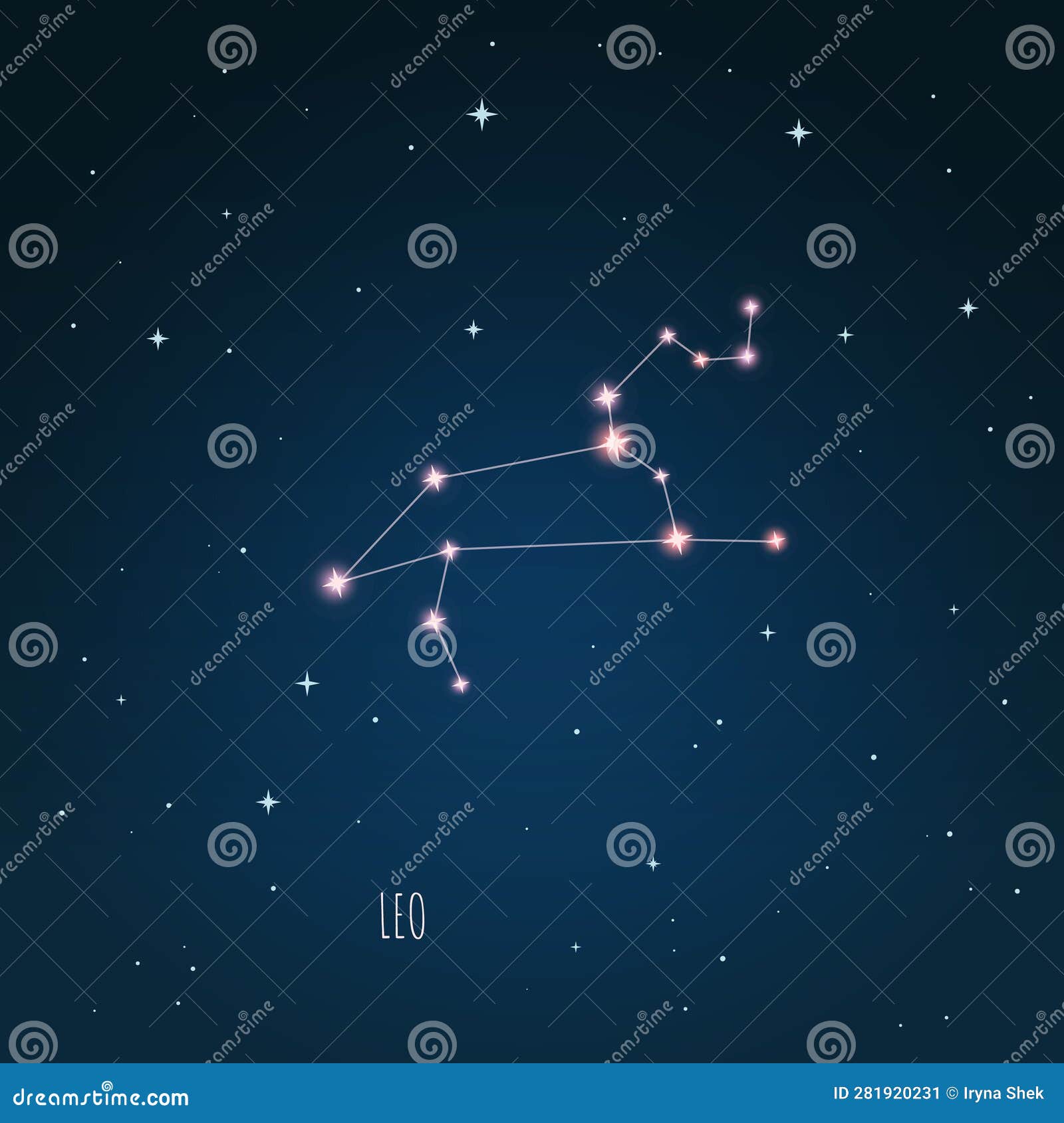 Constellation Leo Scheme in Starry Sky Space Stock Vector ...