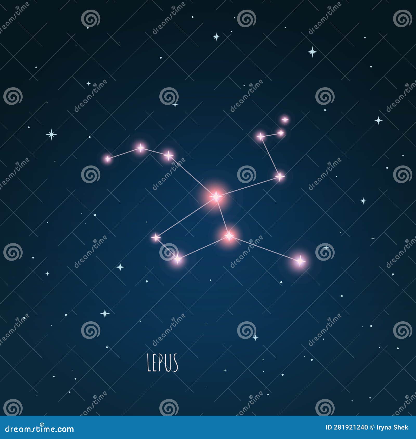 Constellation Lepus, Hare, Night Star Sky Cartoon Vector ...