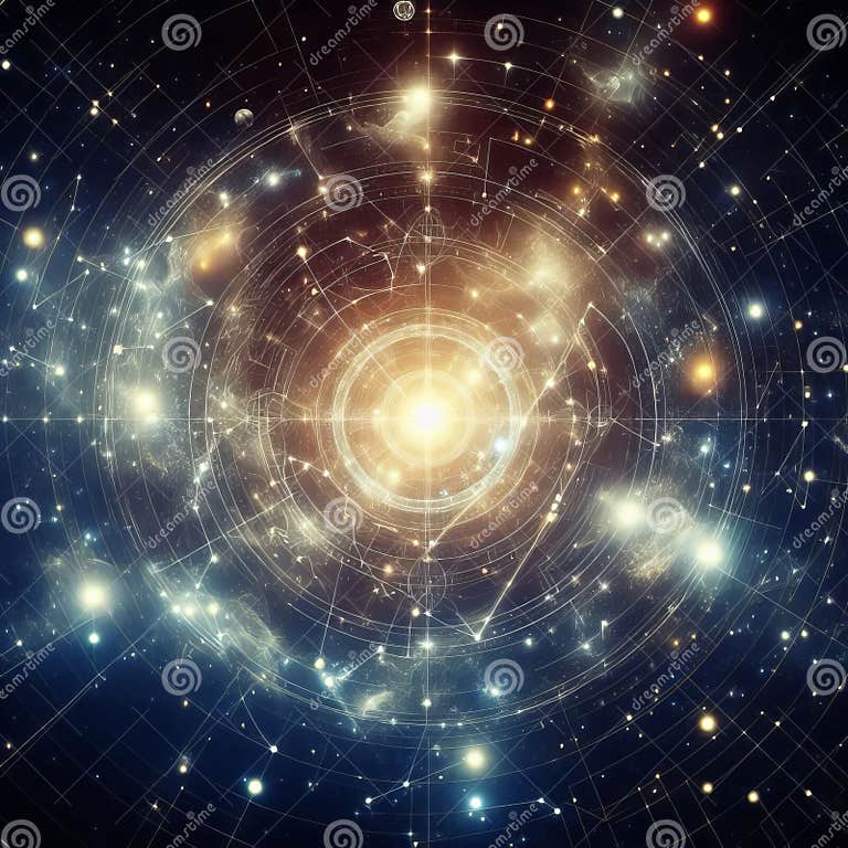 Constellation Map of a Celestial Realm a Map of a Celestial Real Stock ...