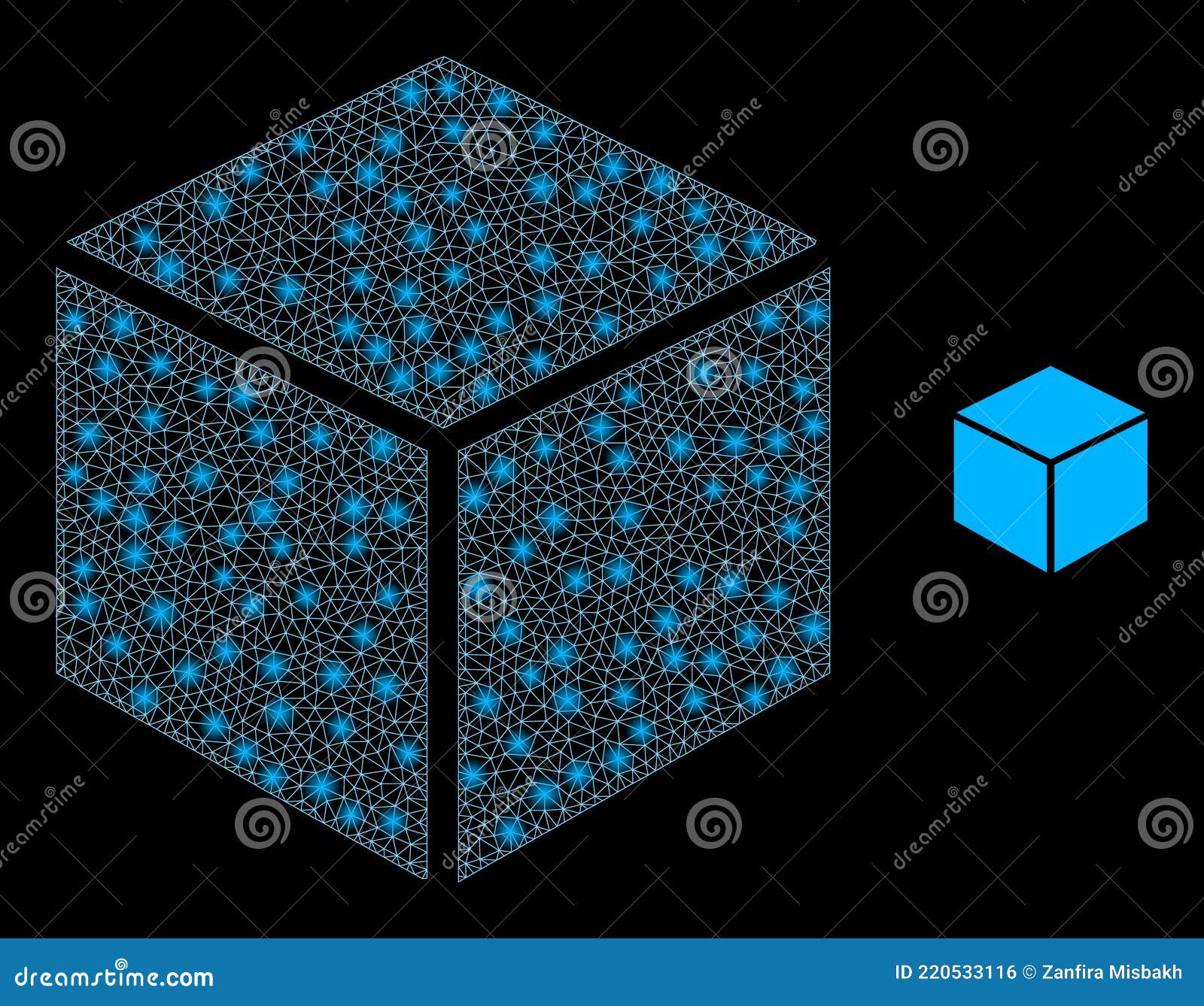 Constellation Mesh Sugar Cube with Lightspots Stock Vector ...