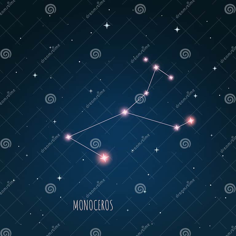 Constellation Monoceros Scheme in Starry Sky Space Stock Vector ...