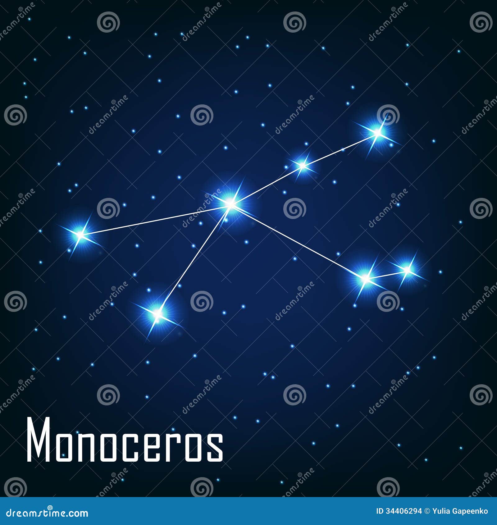 The Constellation Monoceros Star in the Night Stock Vector ...
