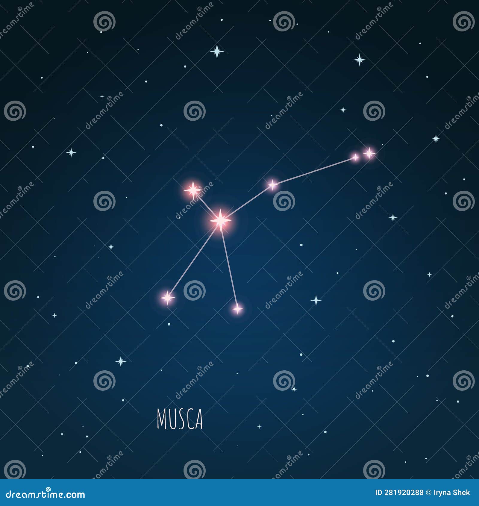 Constellation Musca Scheme in Starry Sky Space Stock Vector ...
