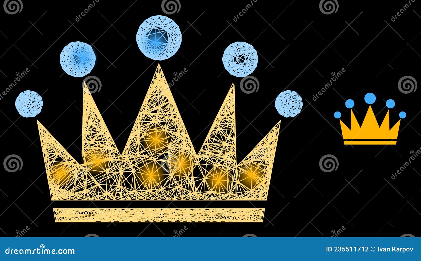 Constellation Net Mesh Crown with Lightspots Stock Vector ...