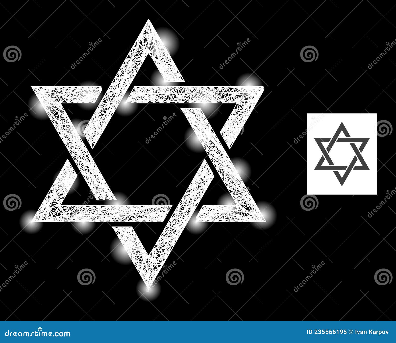Glowing Network Mesh David Star with Lightspots Stock Vector ...