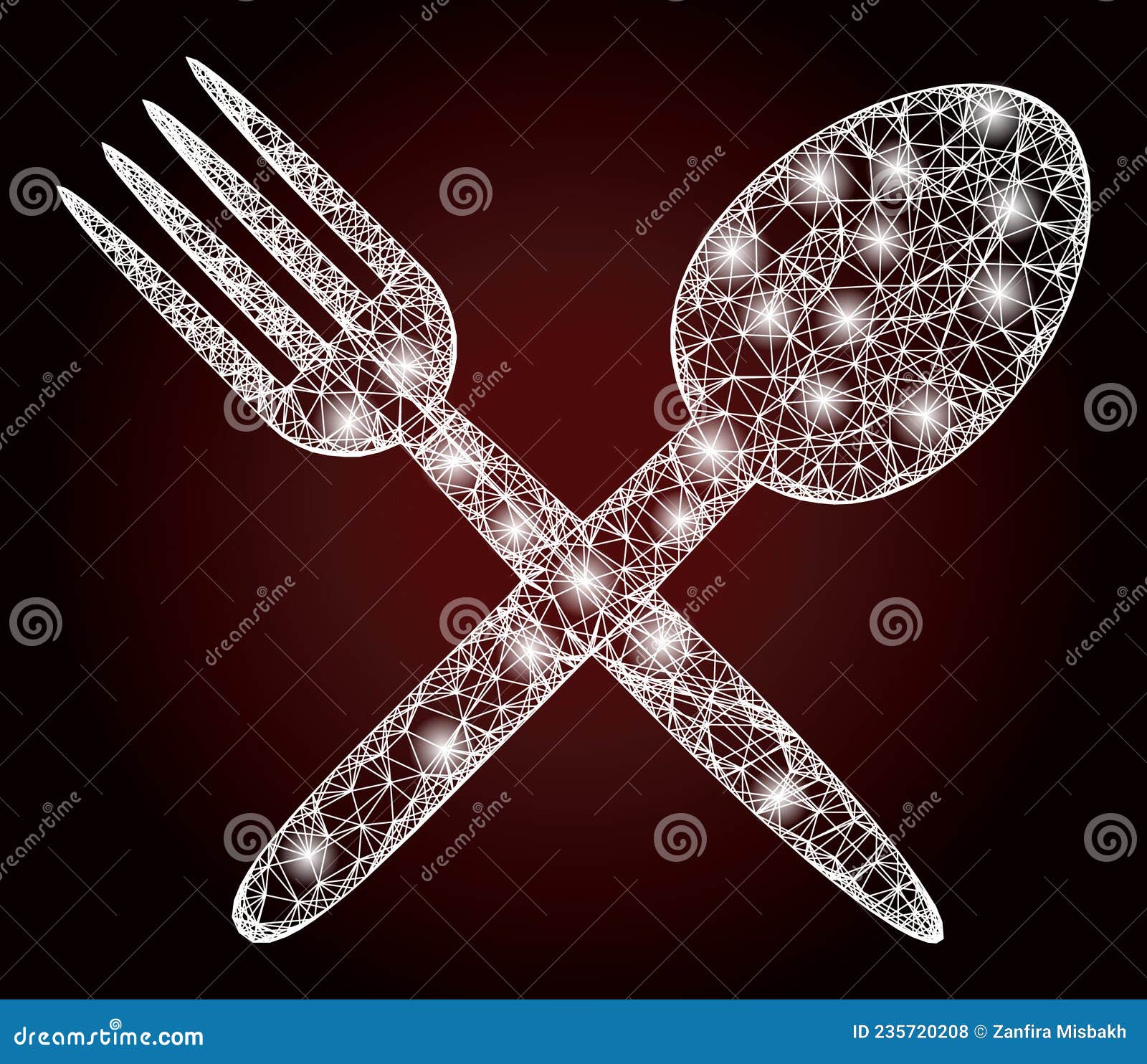 Constellation Net Mesh Fork and Spoon with Lightspots Stock Vector ...