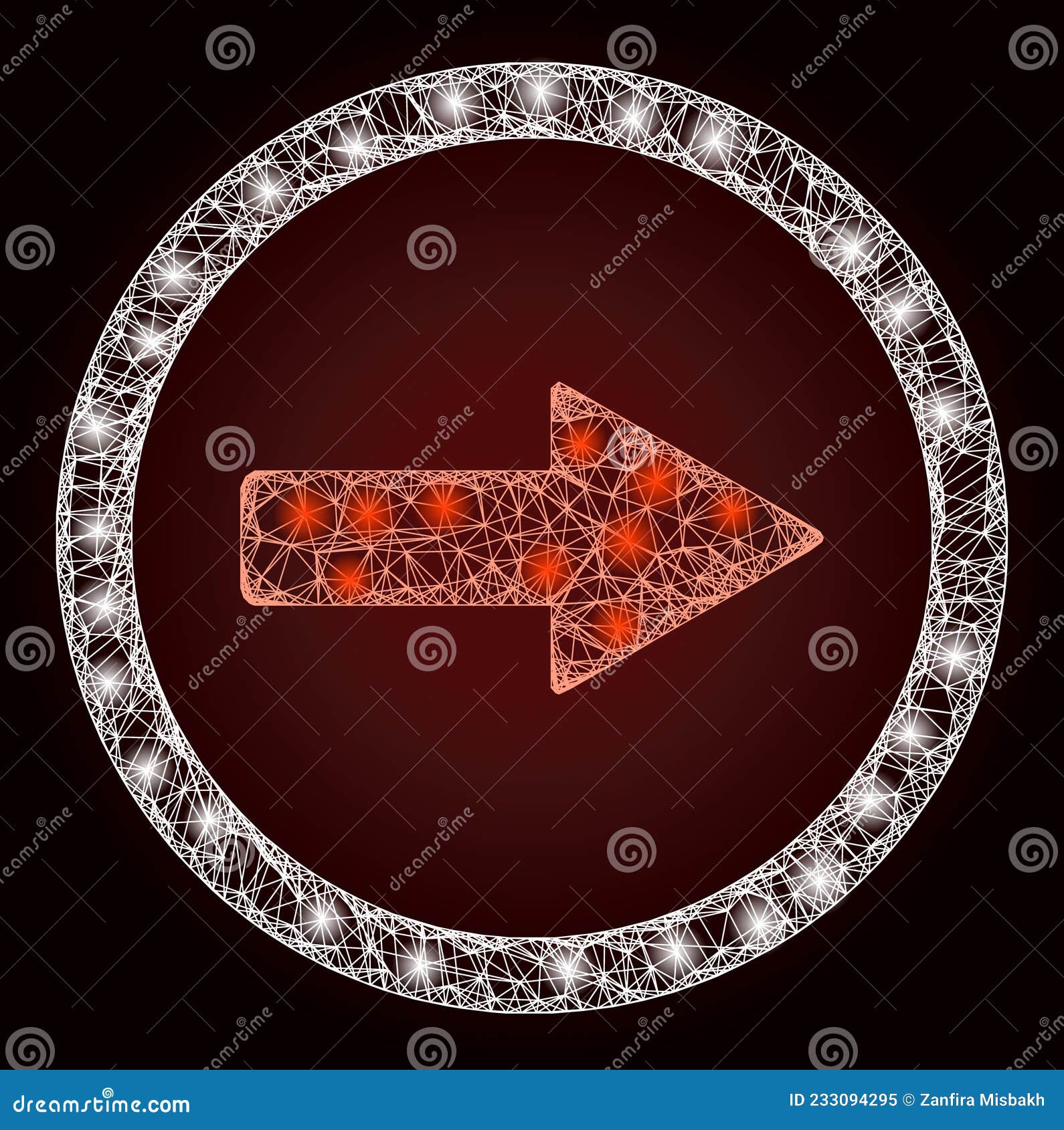 Constellation Net Mesh Rounded Right Arrow with Light Spots Stock ...