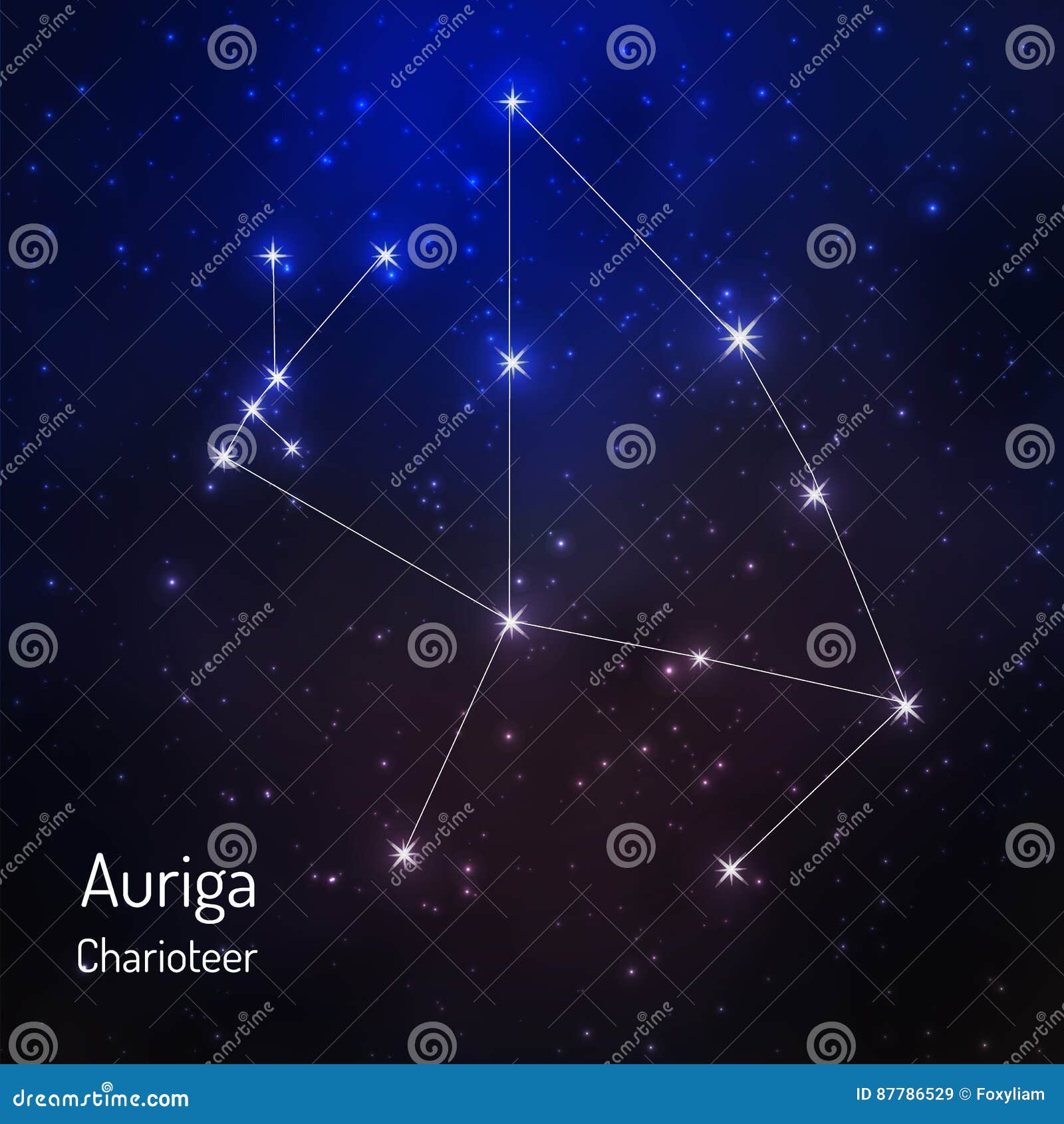 Auriga Constellation. Starry Night Sky. Cluster Of Stars, Galaxy. Deep ...