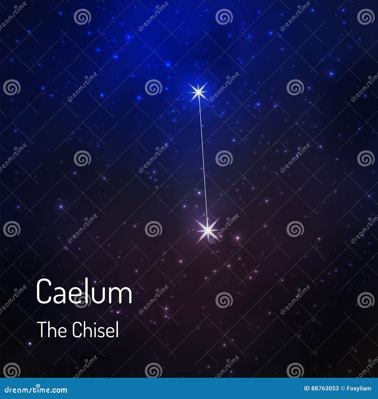 Caelum The Chisel Constellation On A Starry Space Background. Relative ...