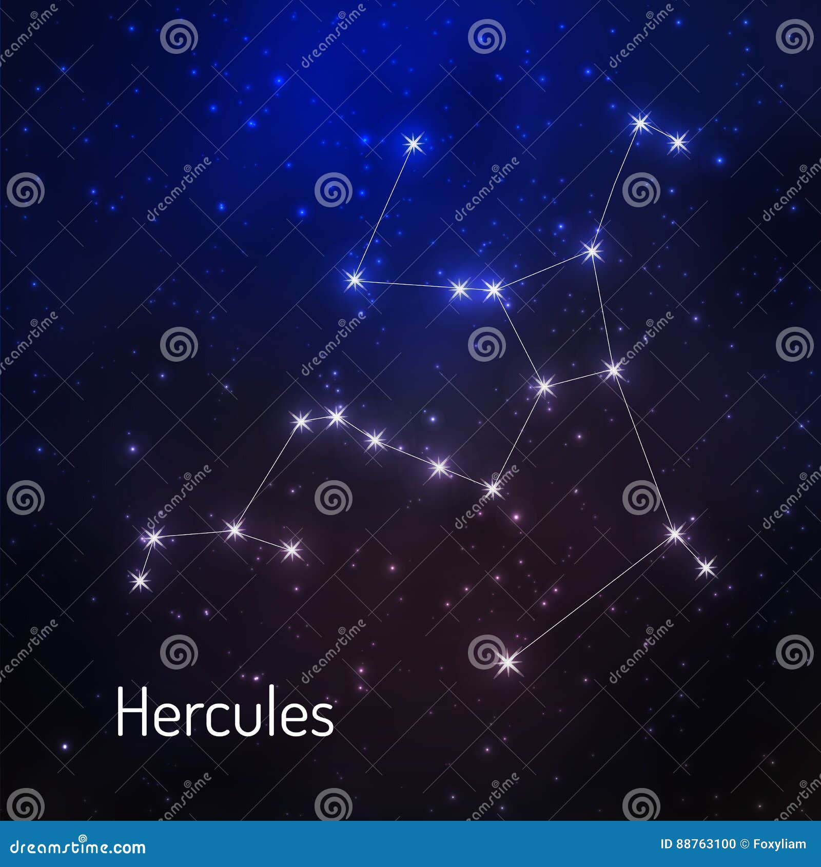 Hercules Constellation. Starry Night Sky. Cluster Of Stars, Galaxy ...