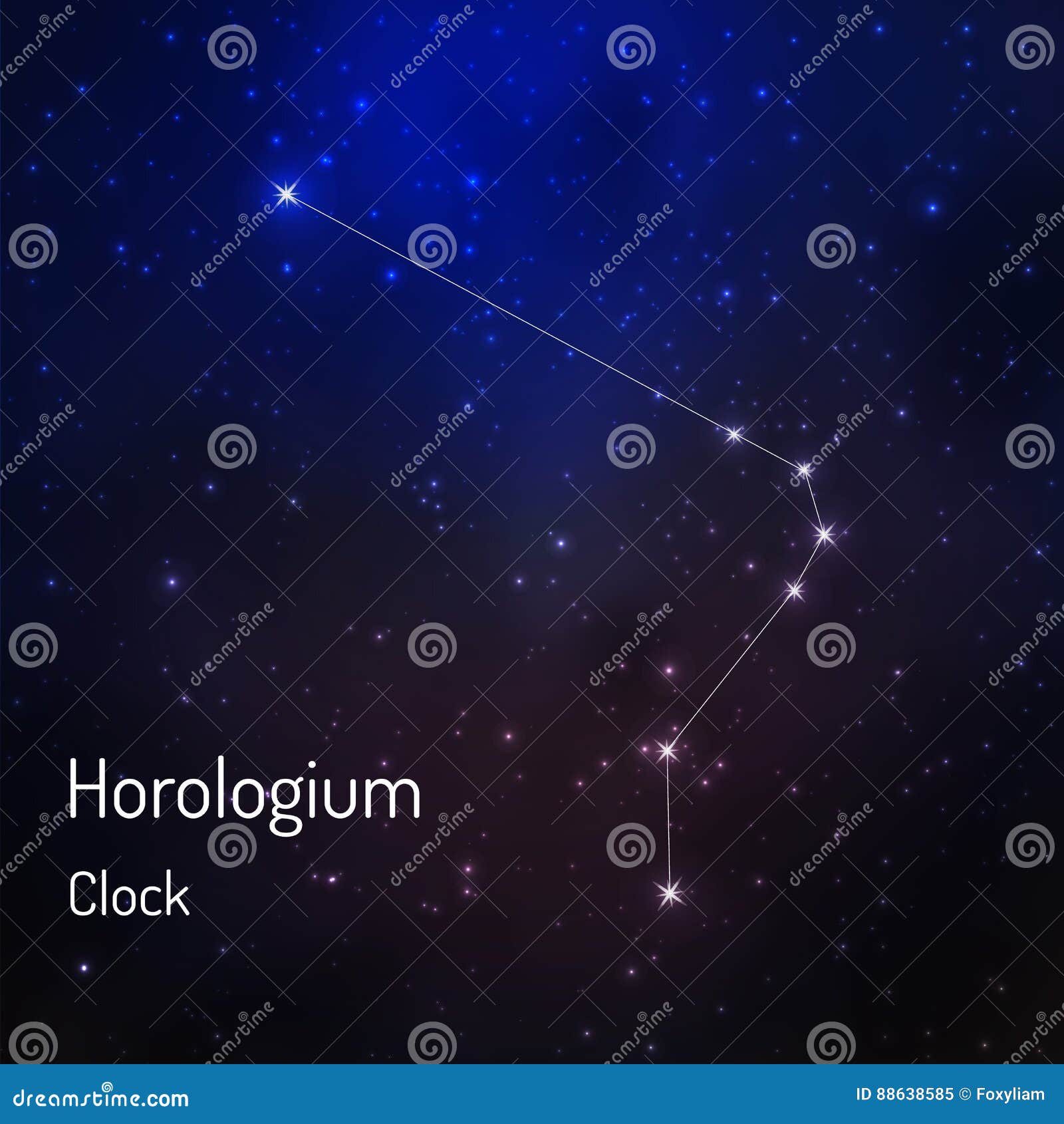 Horologium The Clock Constellation Map On A Starry Space Background ...