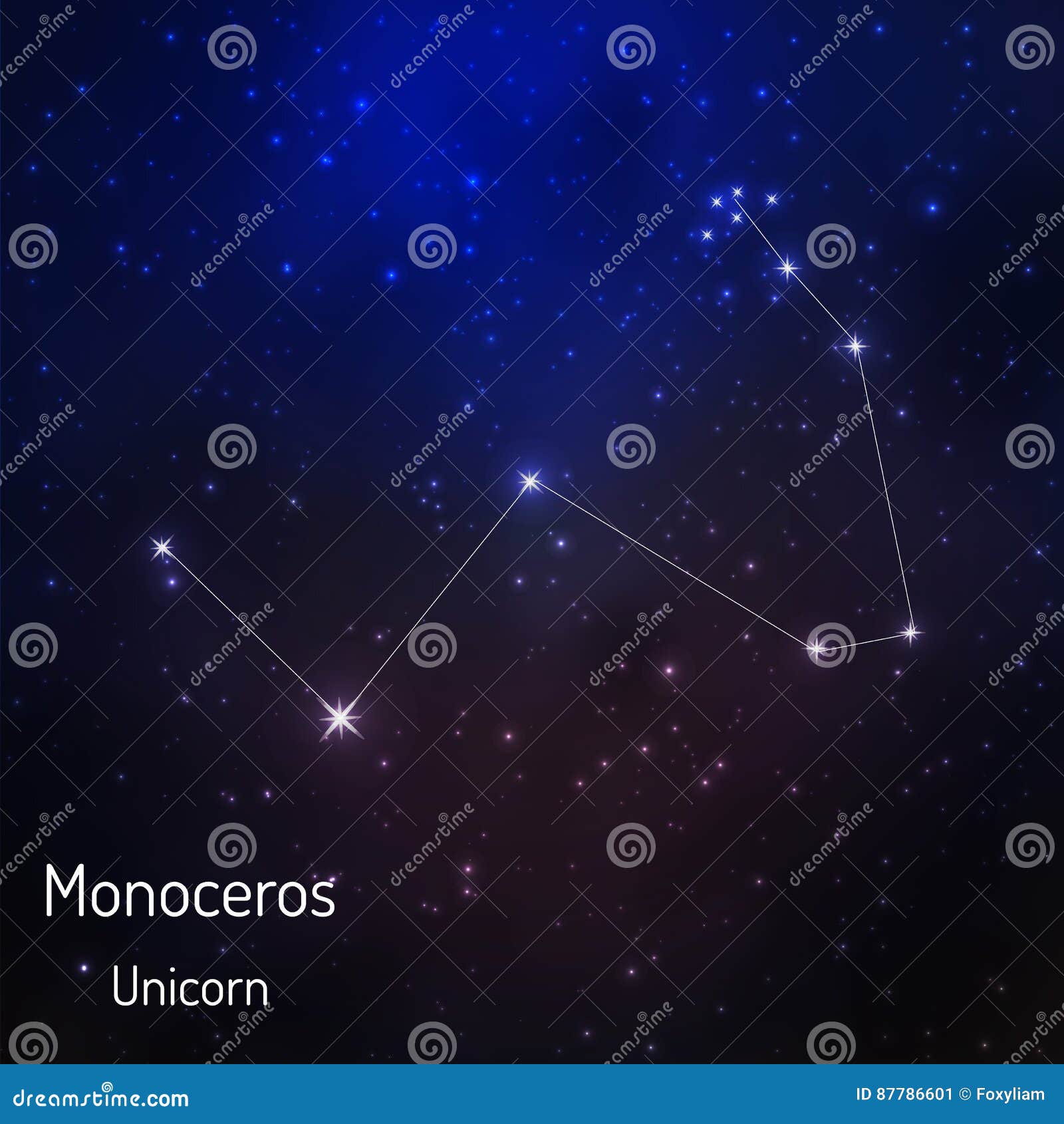 Monoceros Constellation. Starry Night Sky. Cluster Of Stars And ...
