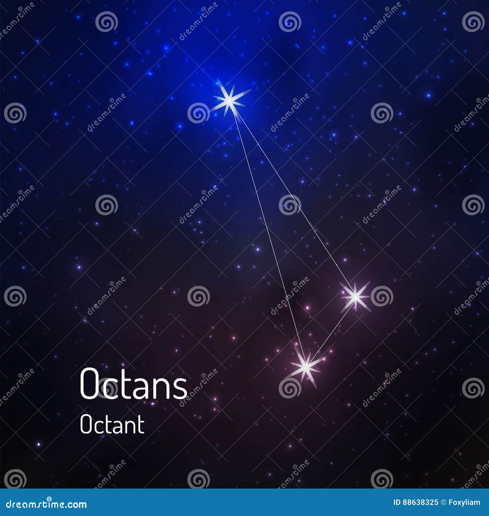 Constellation Octans, Octant, Night Star Sky Vector Illustration ...