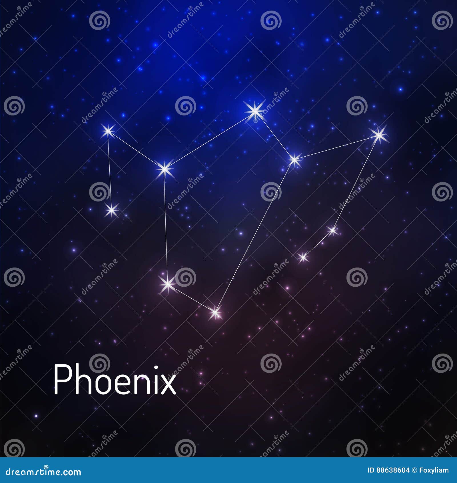 Phoenix Constellation. Stars In The Night Sky. Cluster Of Stars And ...