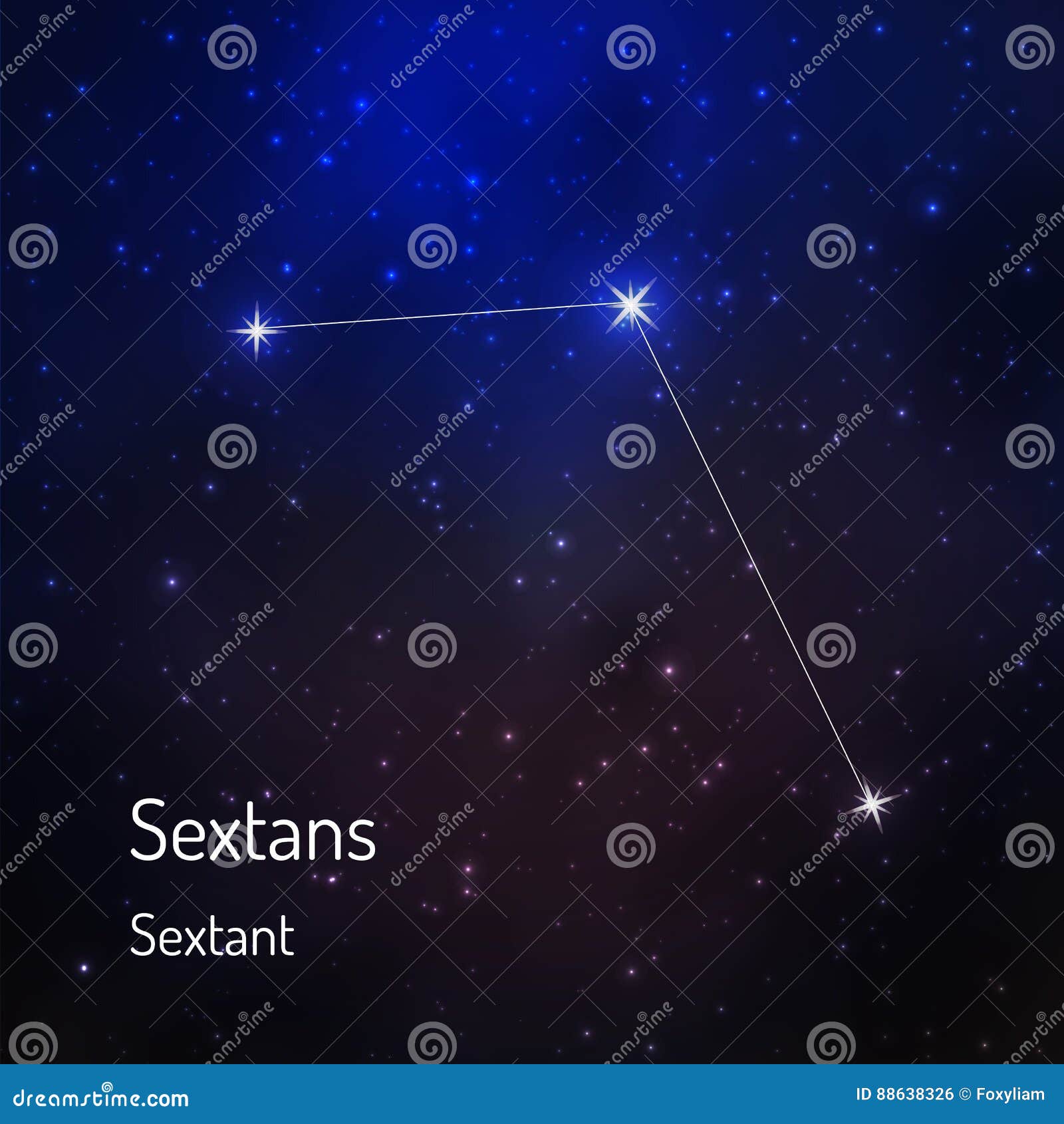Sextans The Sextant Constellation Map On A Starry Space Background ...