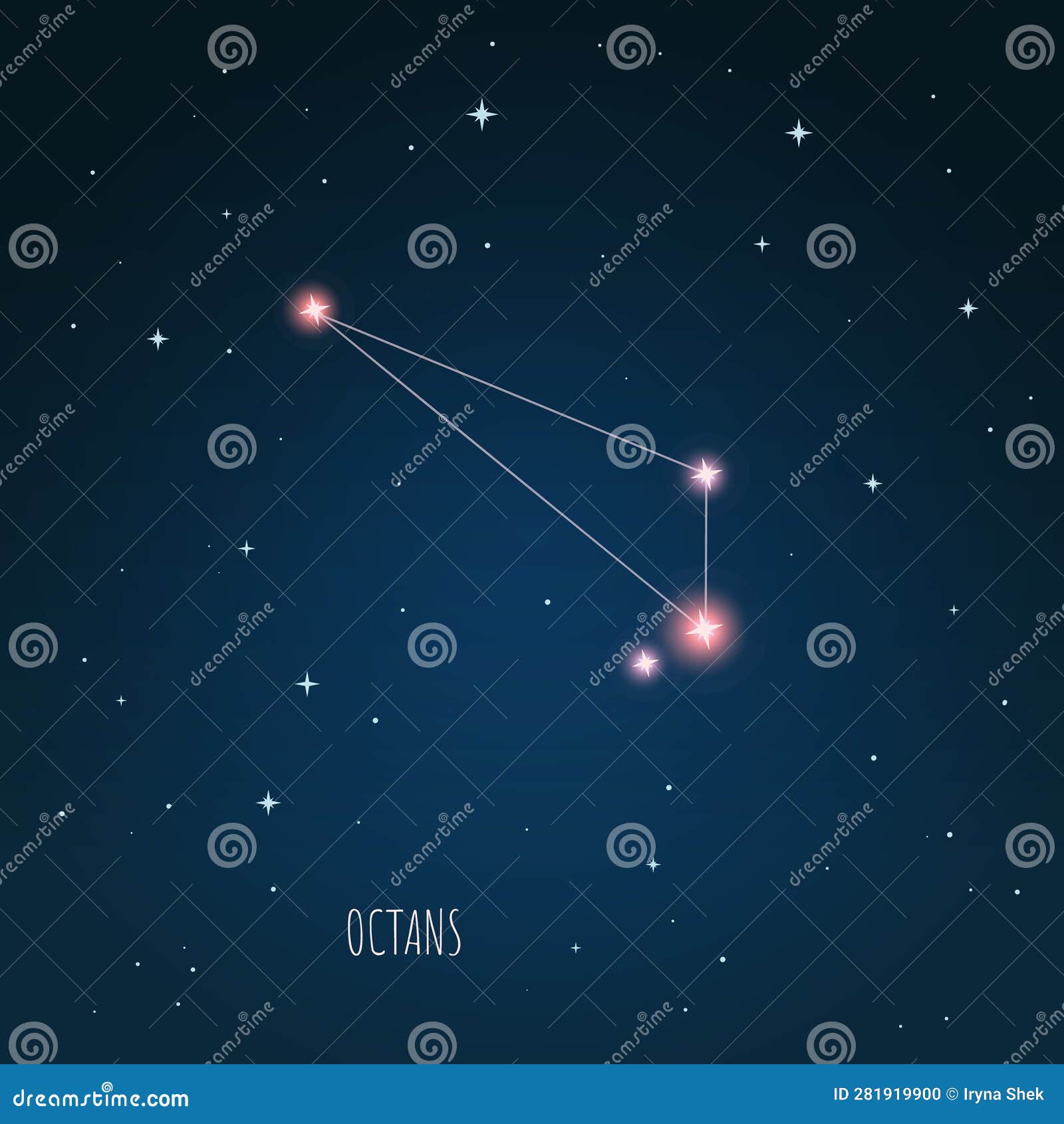 Constellation Octans Scheme in Starry Sky Space Stock Vector ...
