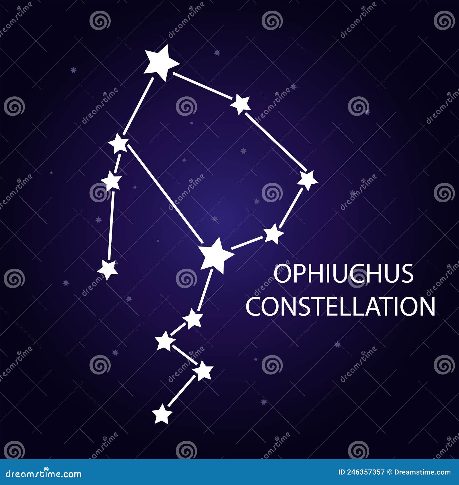 The Constellation of Ophiuchus with Bright Stars. Vector Illustration ...