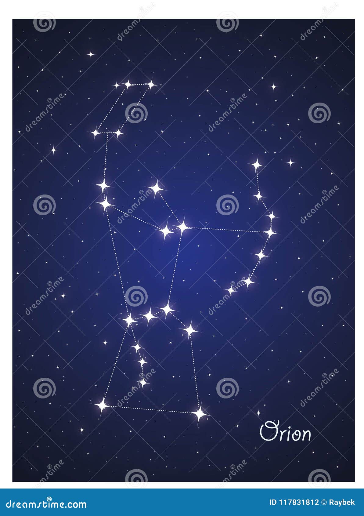 Constellation Orion, Hunter, Night Star Sky Vector Illustration ...
