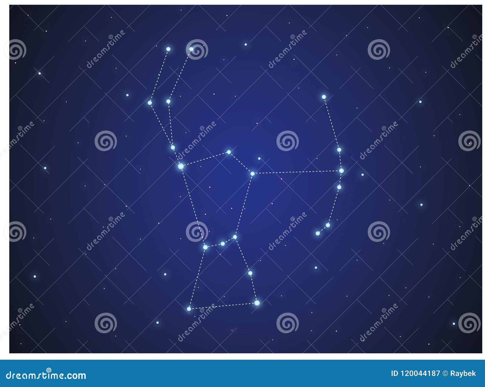 Constellation Orion, Hunter, Night Star Sky Vector Illustration ...