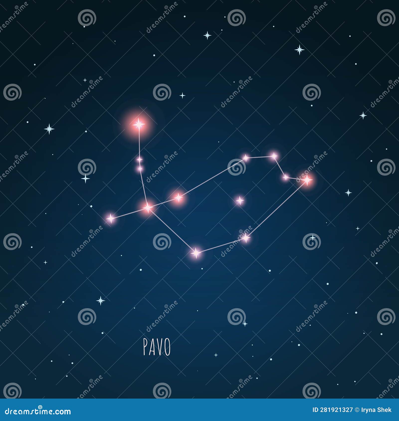 Constellation Pavo Scheme in Starry Sky Space Stock Vector ...