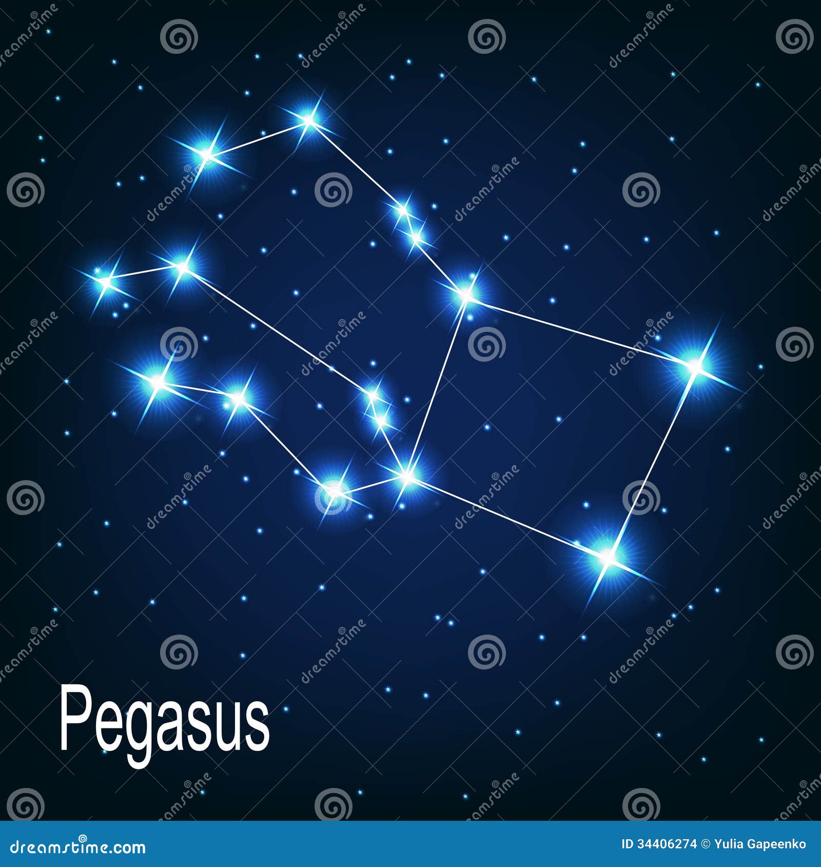The Constellation Pegasus Star In The Night Sky. Vector Illustration ...