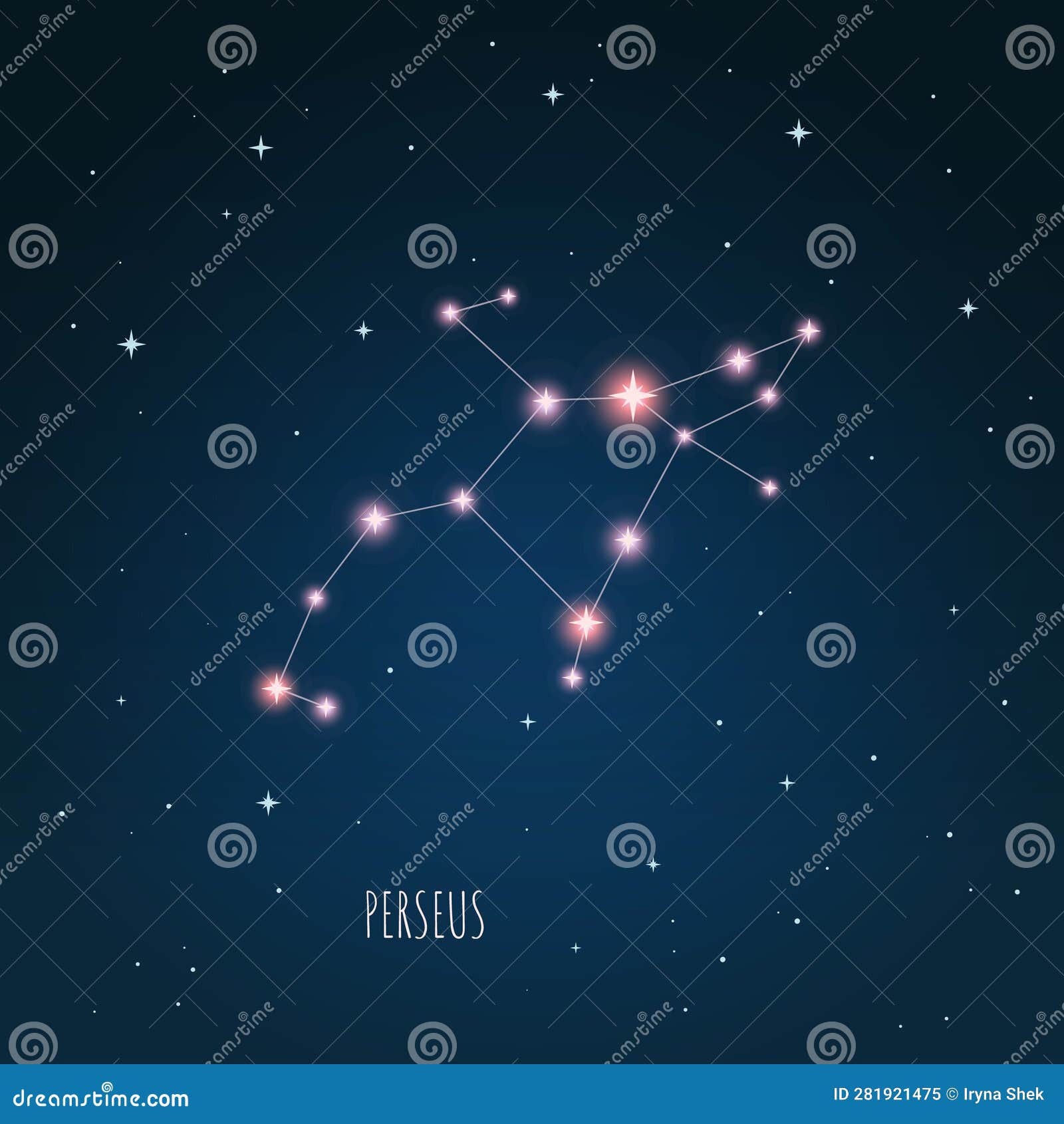 Constellation Perseus Scheme in Starry Sky Space Stock Vector ...