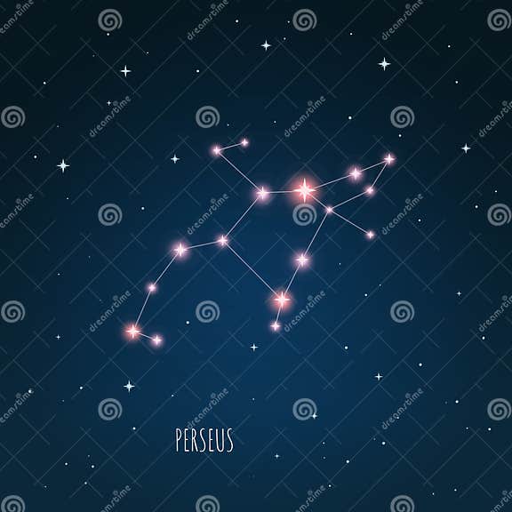 Constellation Perseus Scheme in Starry Sky Space Stock Vector ...