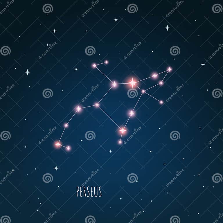 Constellation Perseus Scheme in Starry Sky Space Stock Vector ...