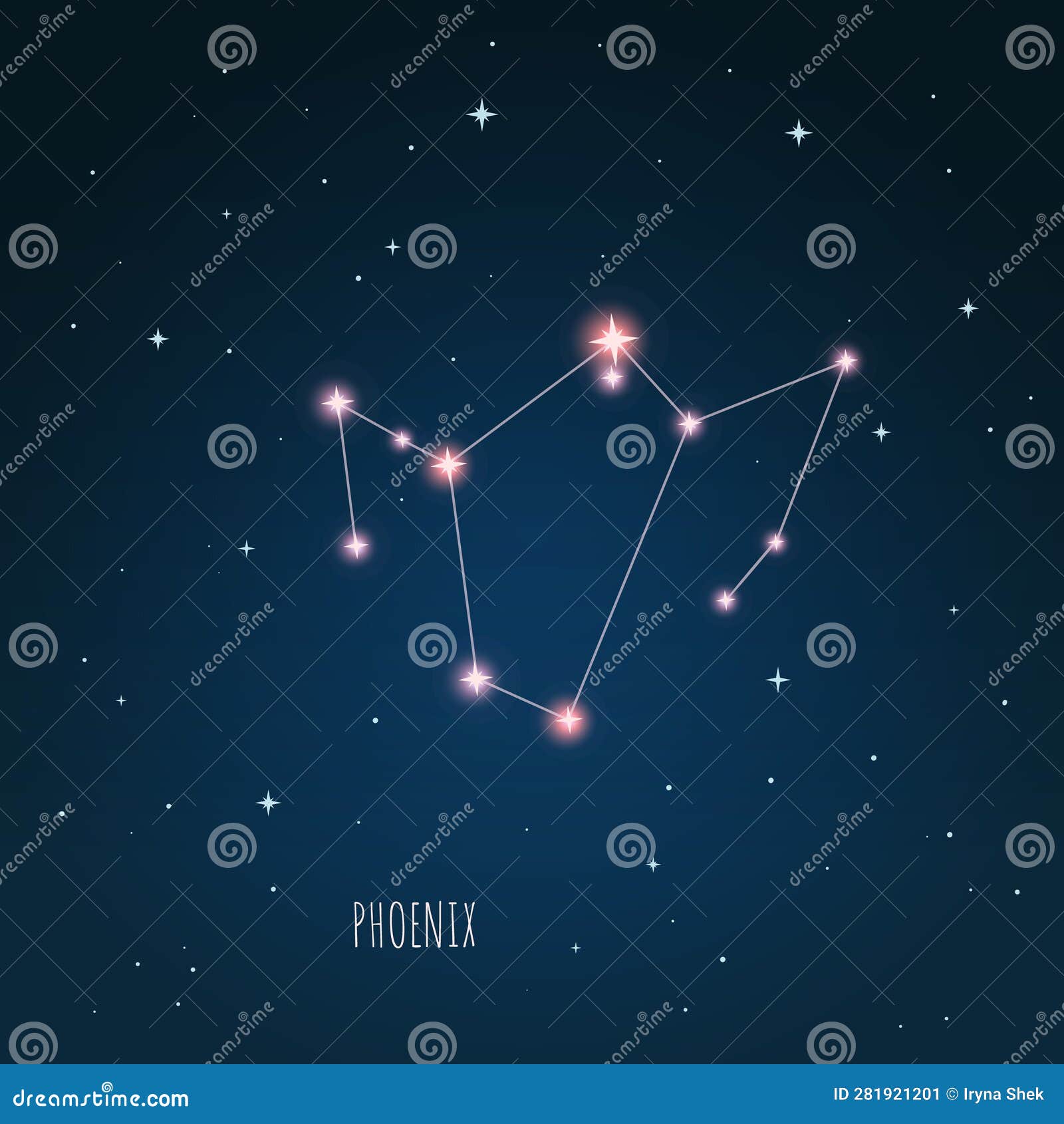 Constellation Phoenix, Night Star Sky Cartoon Vector | CartoonDealer ...