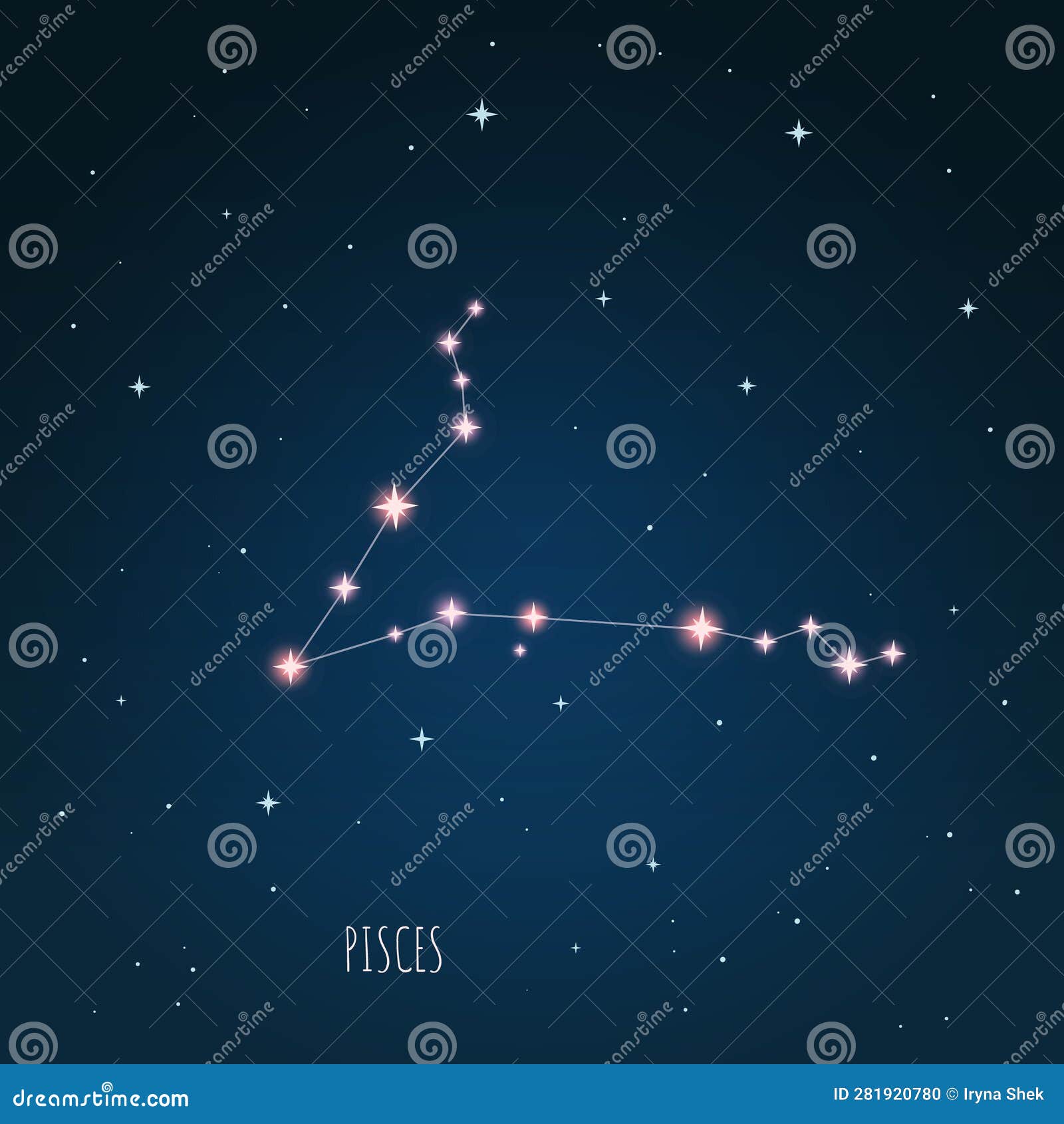 Constellation Pisces Scheme in Starry Sky Space Stock Vector ...