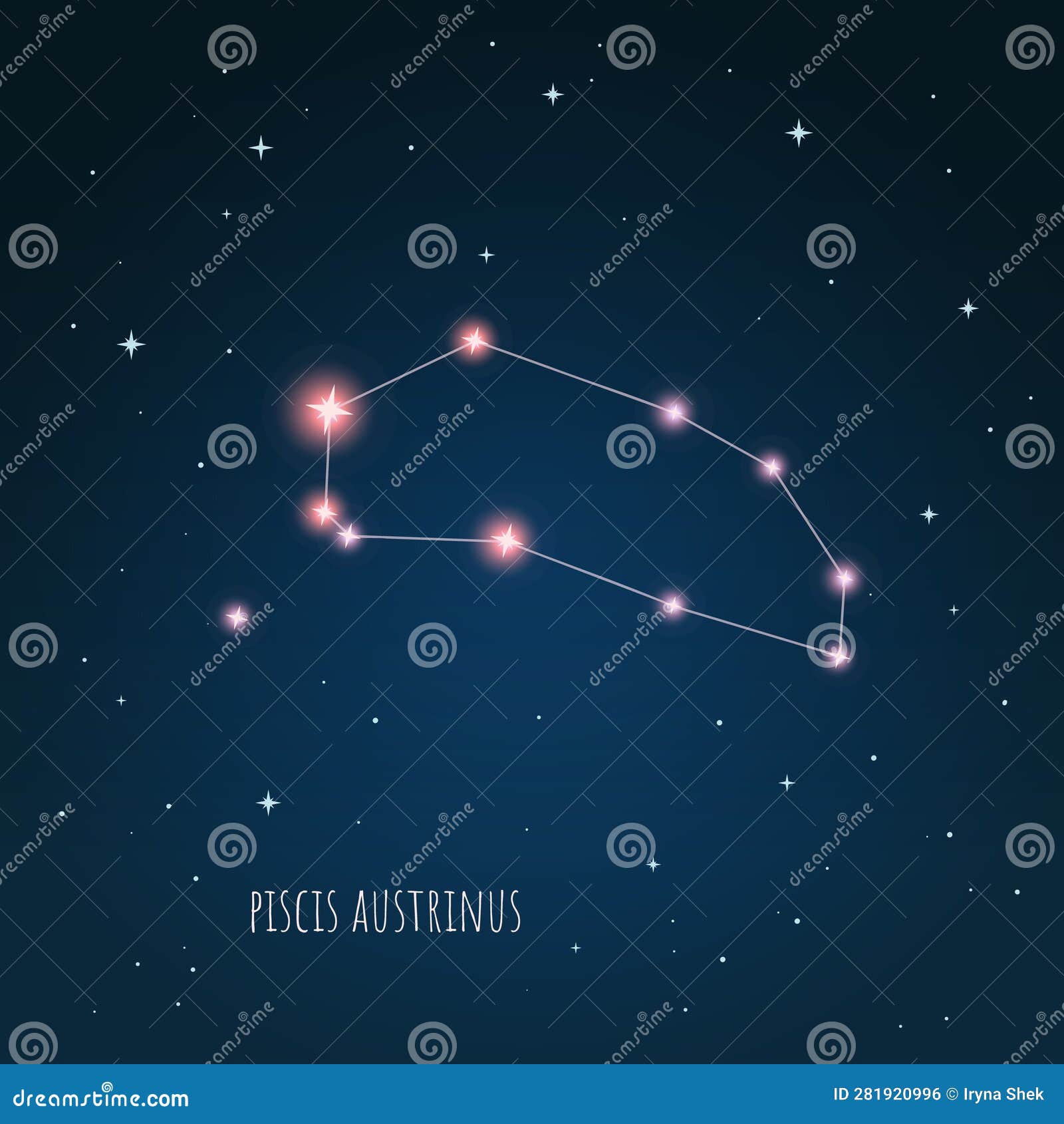 Constellation Piscis Austrinus Scheme, Starry Sky Stock Vector ...