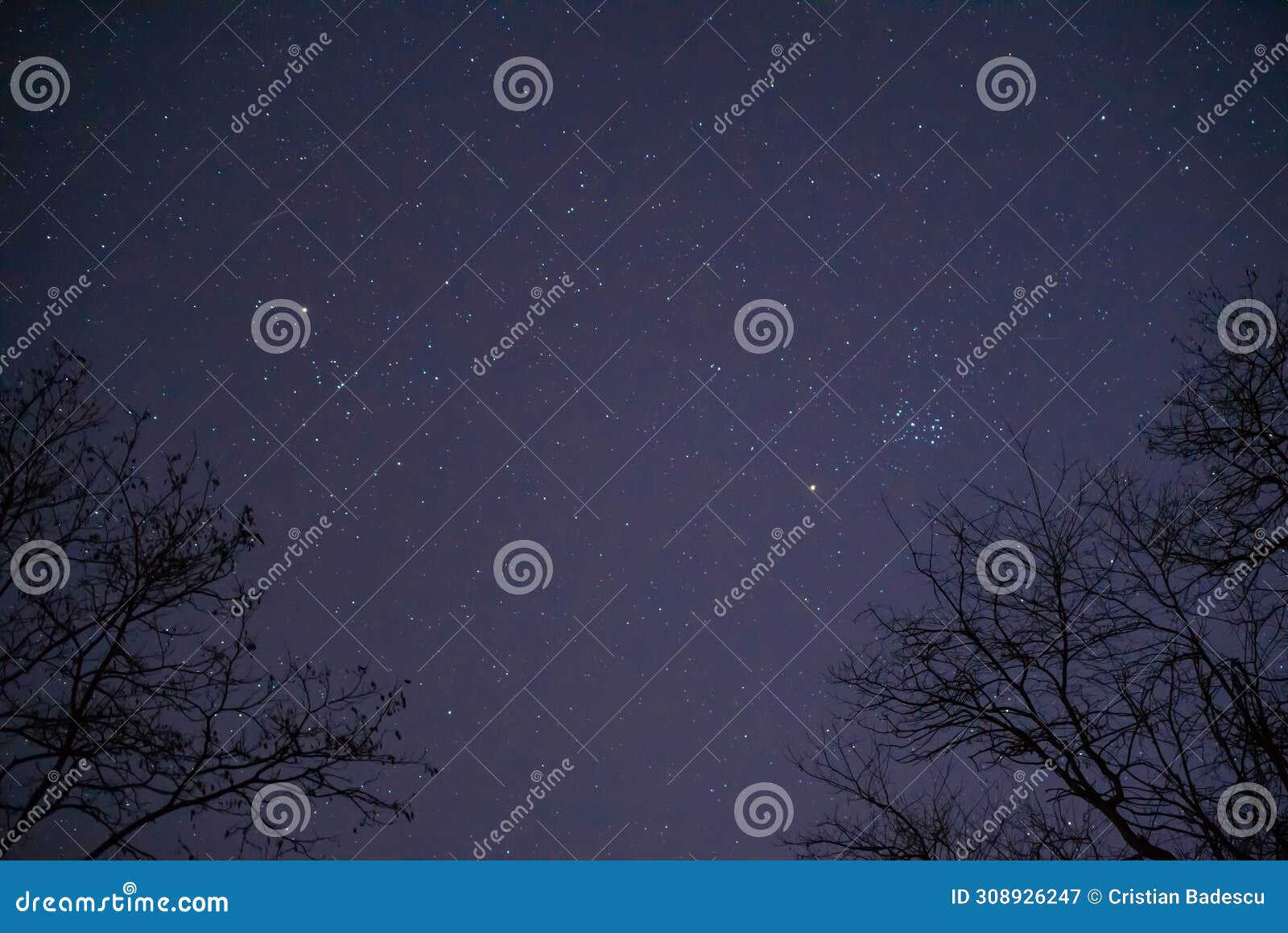 The Constellation Pleiades on the Night Sky in Conjunction with Planet ...
