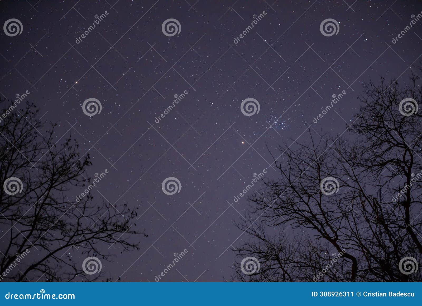 The Constellation Pleiades on the Night Sky in Conjunction with Planet ...