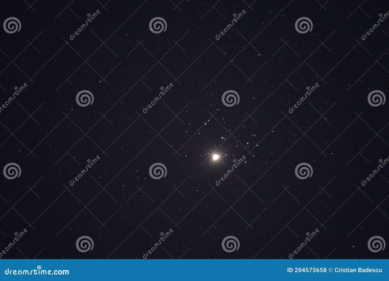 The Constellation Pleiades on the Night Sky in Conjunction with Planet ...