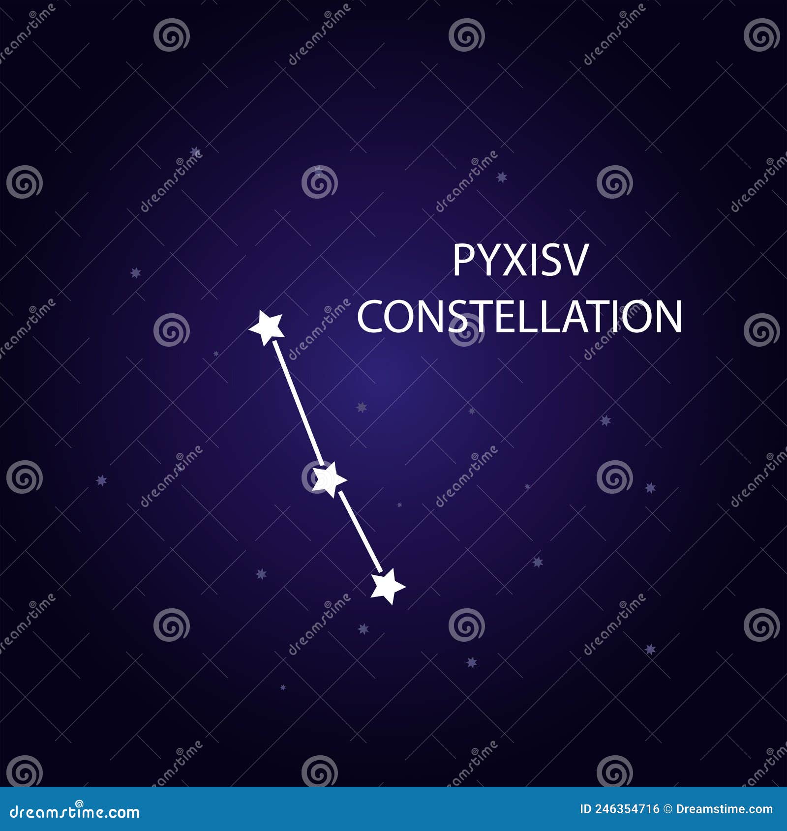 The Constellation of Pyxis with Bright Stars. Vector Illustration Stock ...
