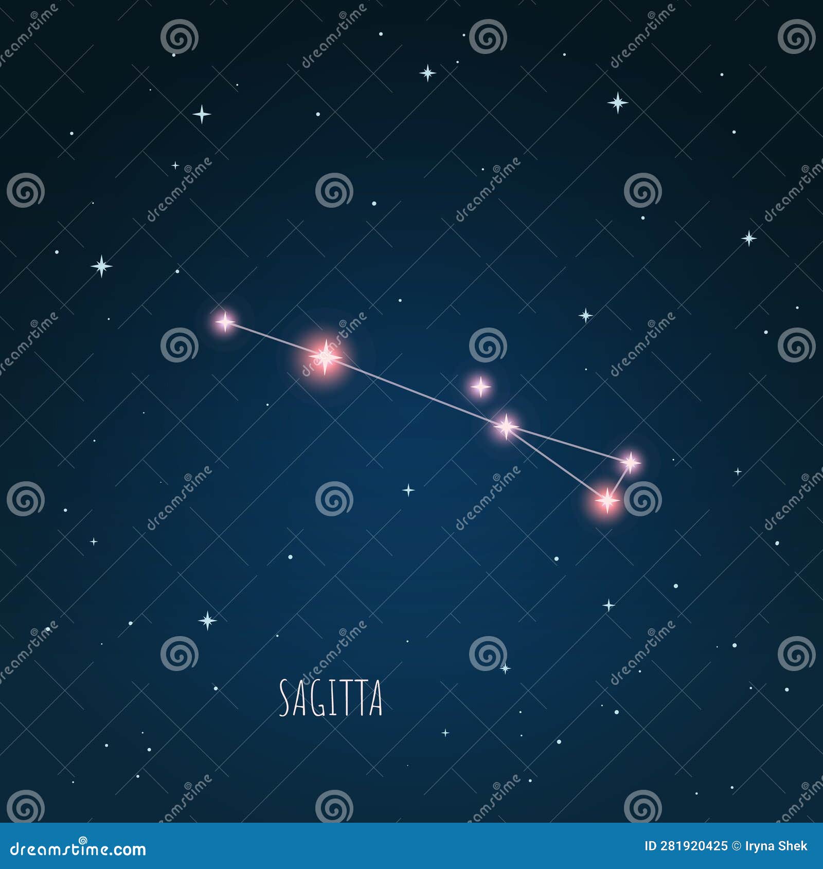 Constellation Sagitta Scheme in Starry Sky Space Stock Vector ...
