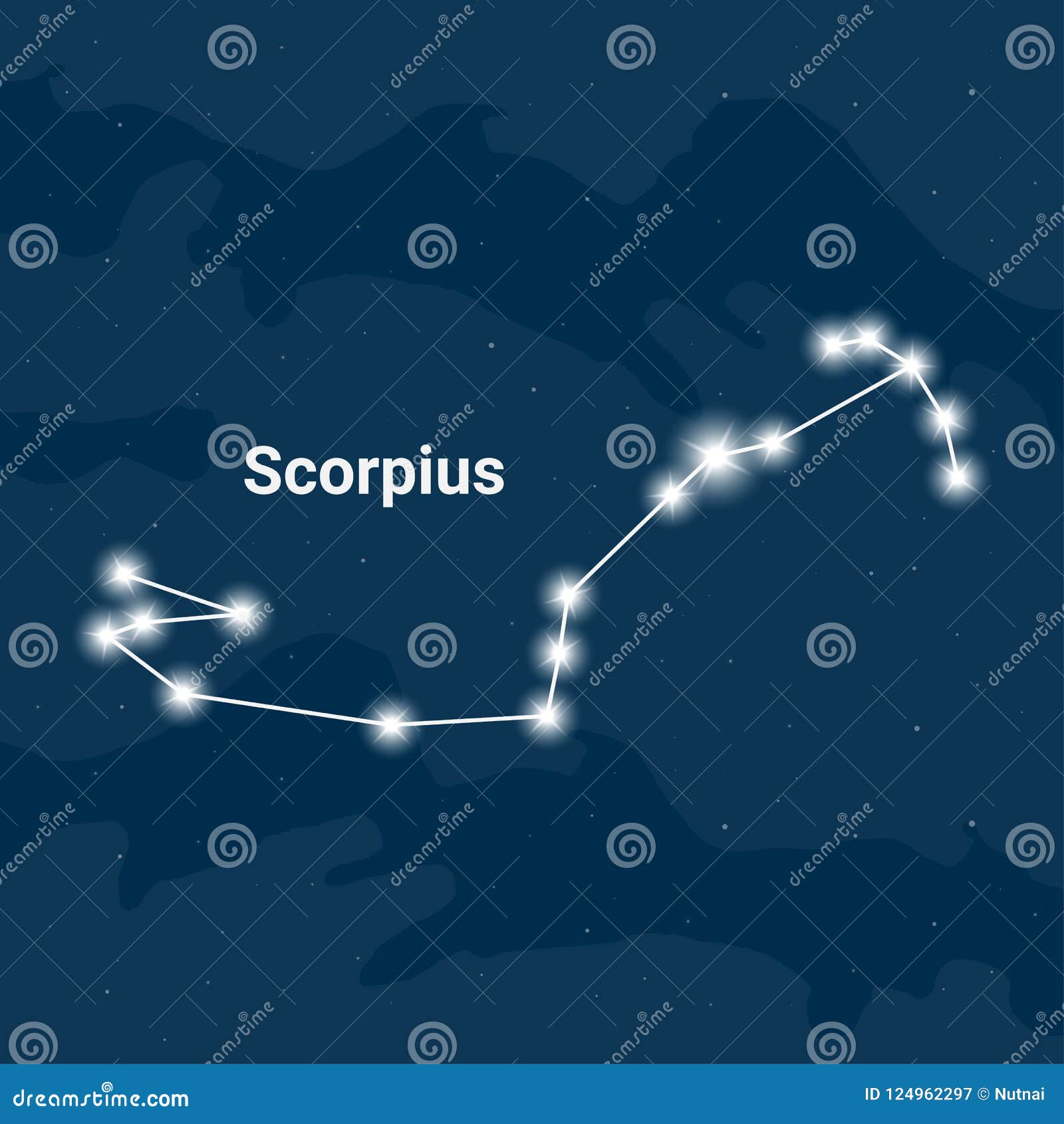 Constellation Scorpius With Stars In The Night Sky Cartoon Vector ...