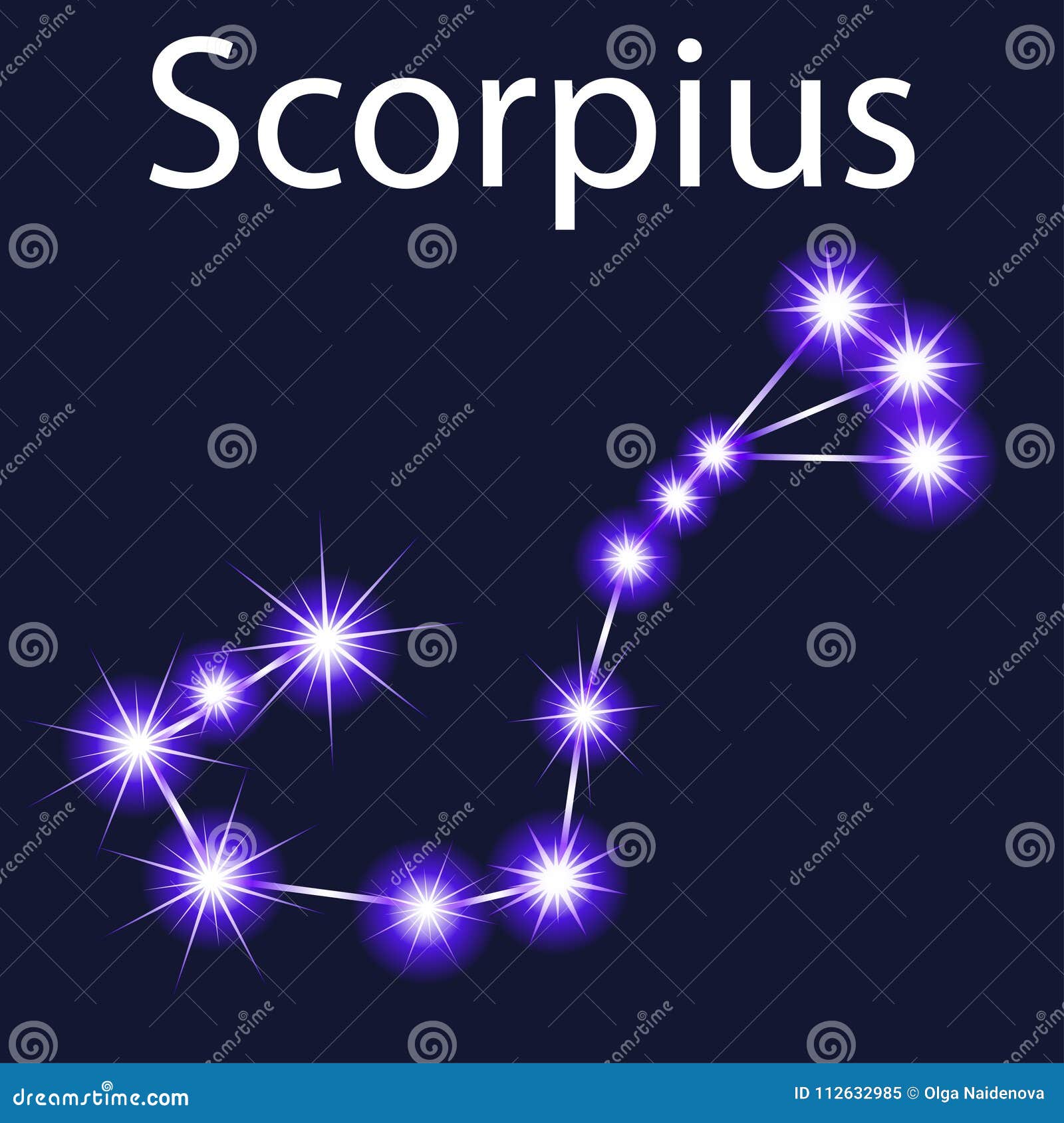 Constellation Scorpius with Stars in the Night Sky Stock Vector ...