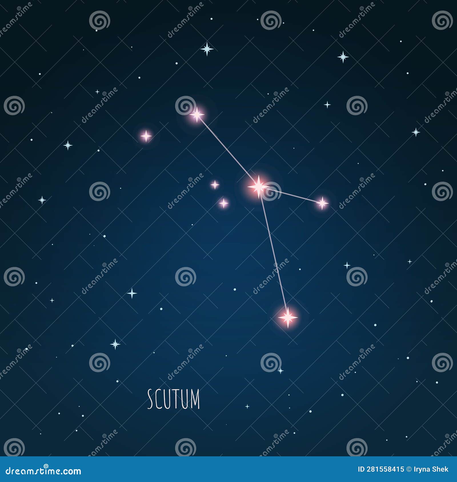 Constellation Scutum Scheme in Starry Sky Space Stock Vector ...
