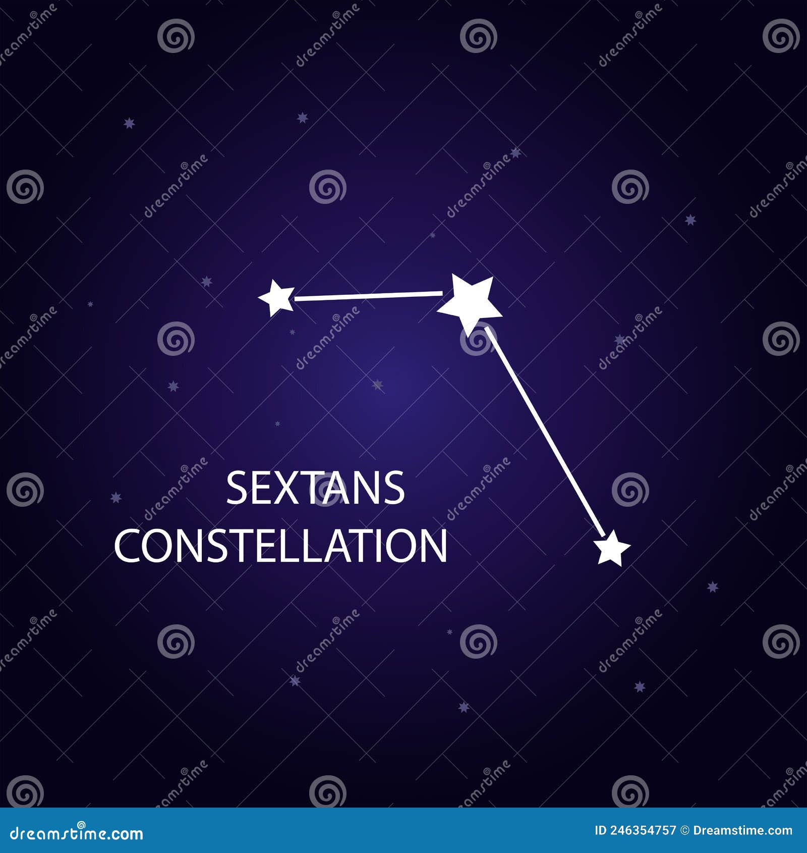 Sextans The Sextant Constellation Map On A Starry Space Background. Stars Relative Sizes And ...