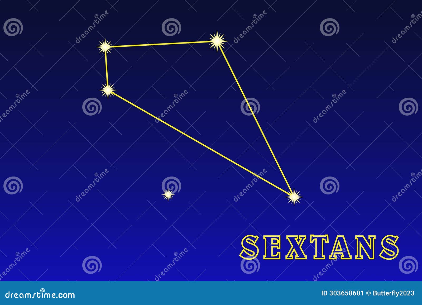 Sextans The Sextant Constellation Map On A Starry Space Background. Stars Relative Sizes And ...