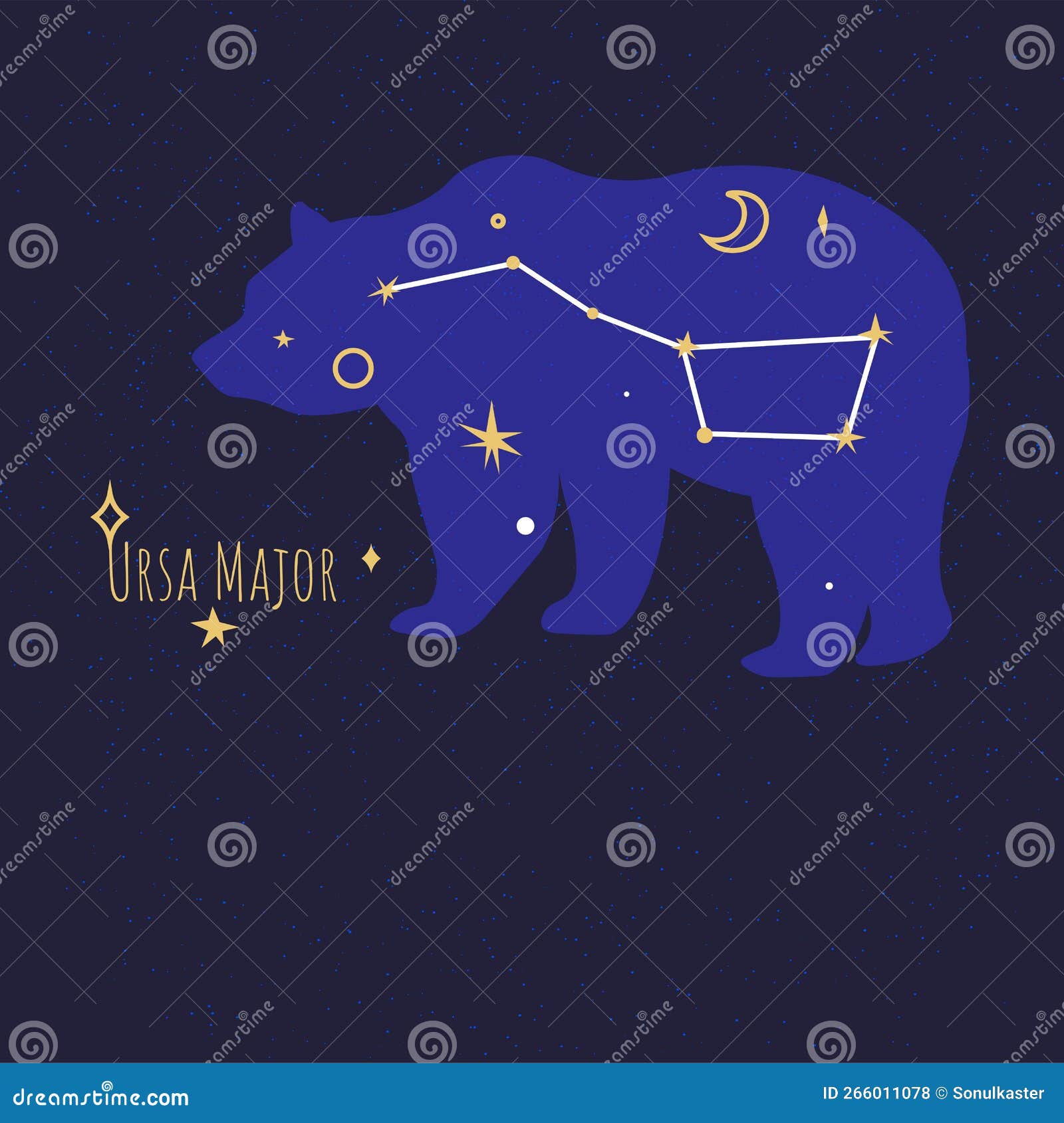 Constellation of Ursa Major, Stars at Night Sky Stock Vector ...