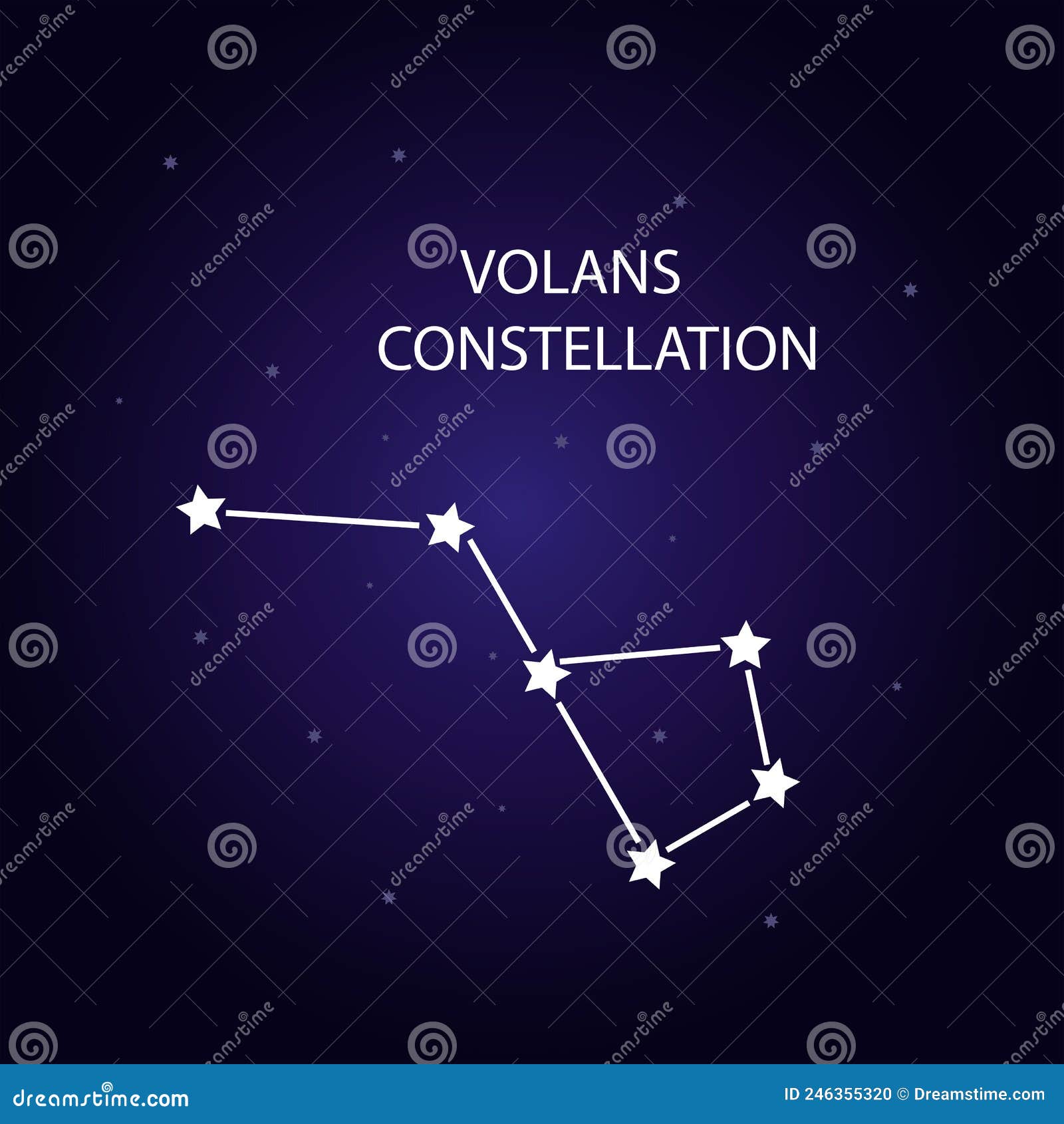 The Constellation of Volans with Bright Stars. Vector Illustration ...